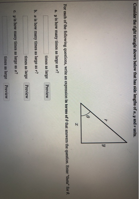 Solved der the right triangle shown below that has side | Chegg.com