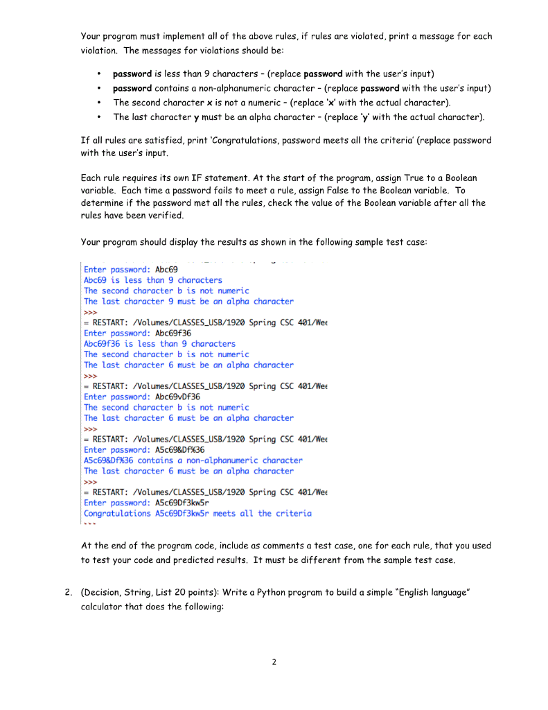 Solved Your program must implement all of the above rules, | Chegg.com