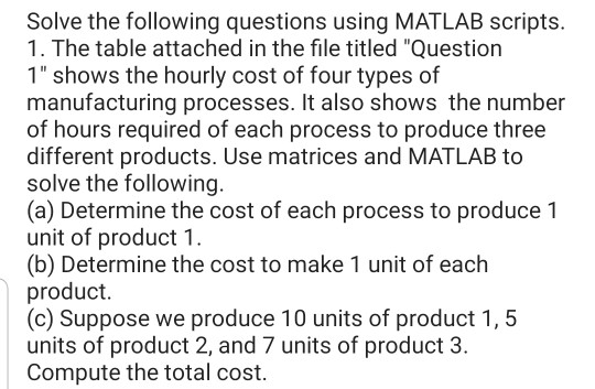 Solve the following questions using MATLAB scripts. | Chegg.com