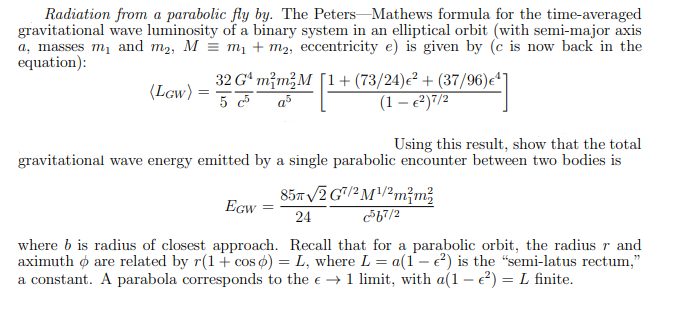Radiation from a parabolic fly by. The Peters-Mathews | Chegg.com