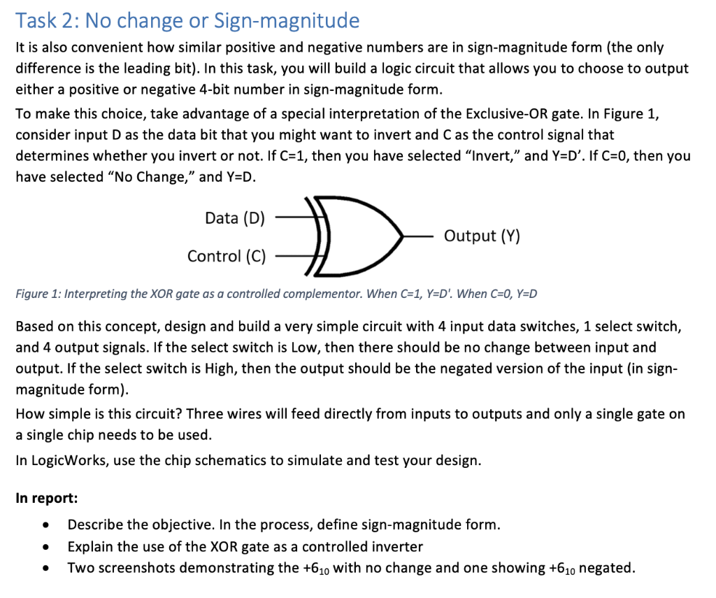 Task 2: No change or Sign-magnitude It is also | Chegg.com