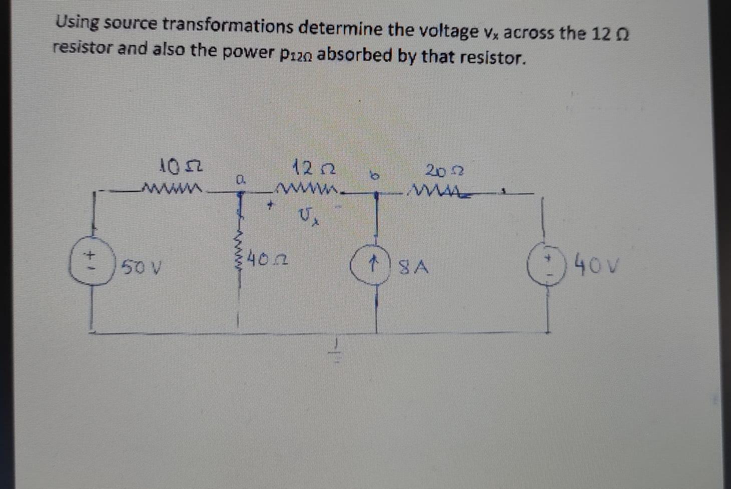 Solved Using source transformations determine the voltage V, | Chegg.com