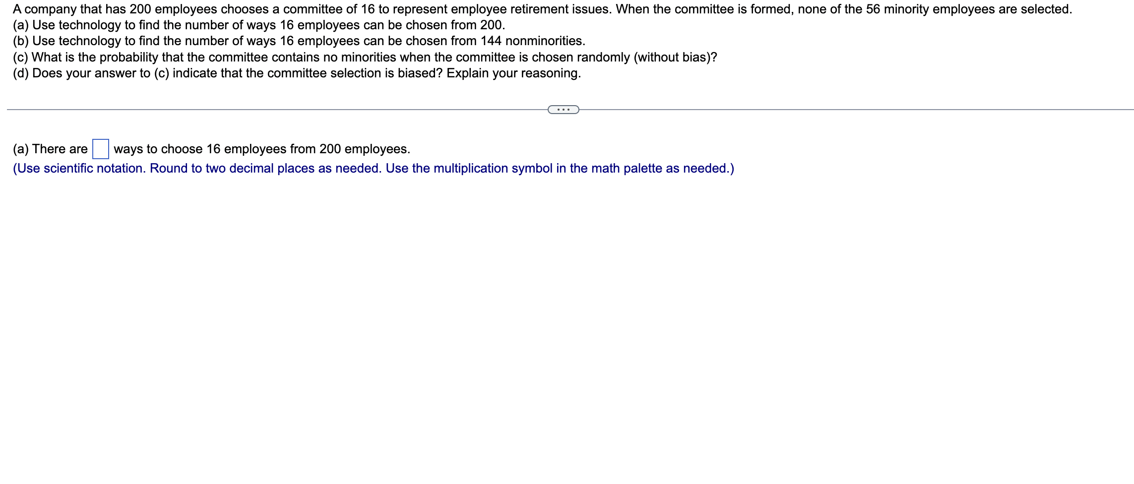 Solved A company that has 200 employees chooses a committee | Chegg.com