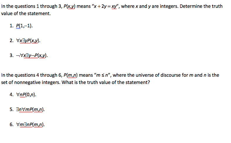 Solved In the questions 1 through 3, P(x,y) means “x + 2y = | Chegg.com