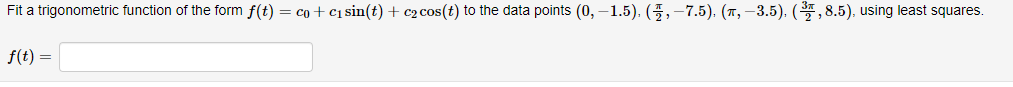 Solved Fit a trigonometric function of the form | Chegg.com