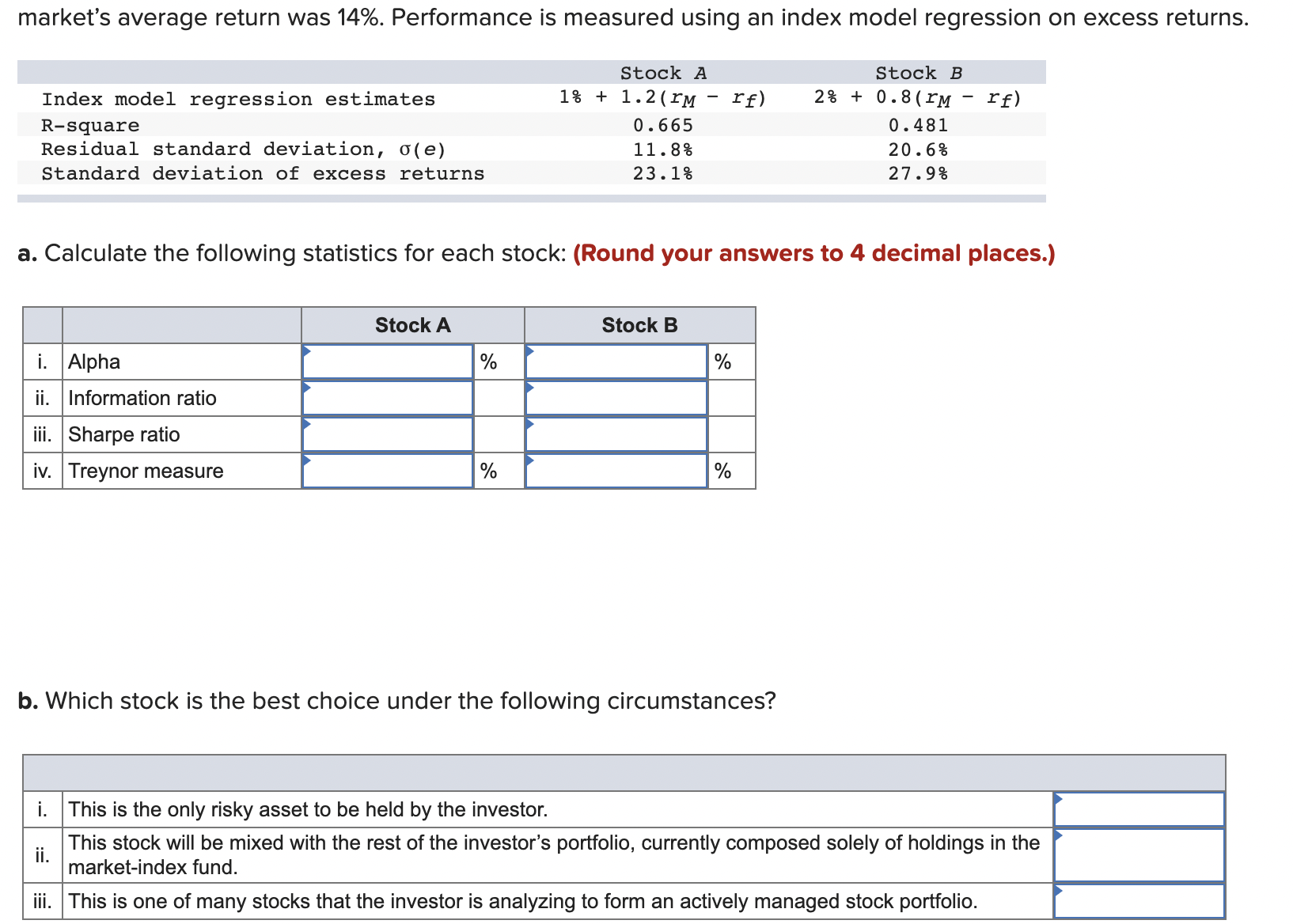 Solved Consider the two (excess return) index-model | Chegg.com