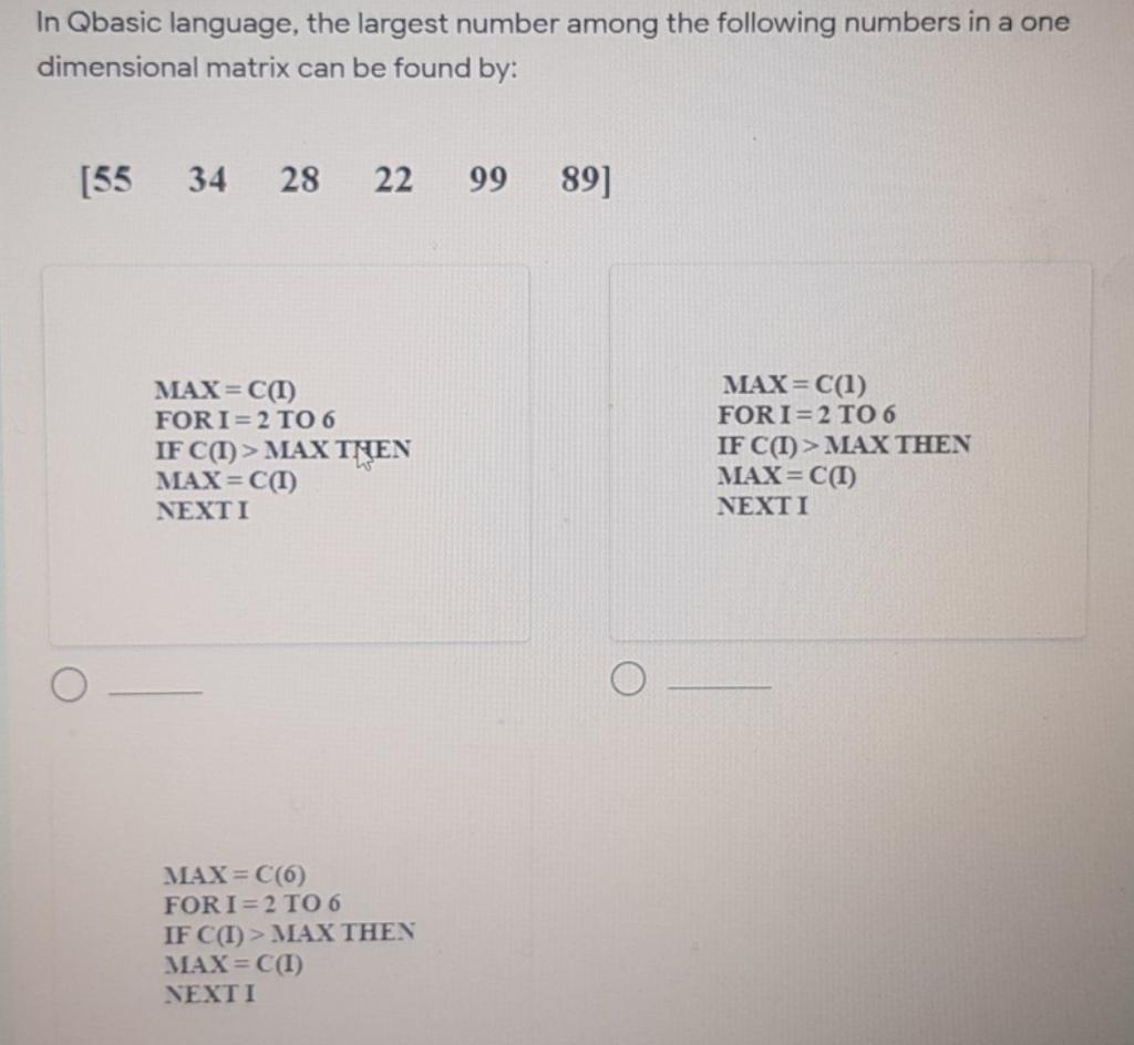 Solved In Qbasic language, the largest number among the | Chegg.com