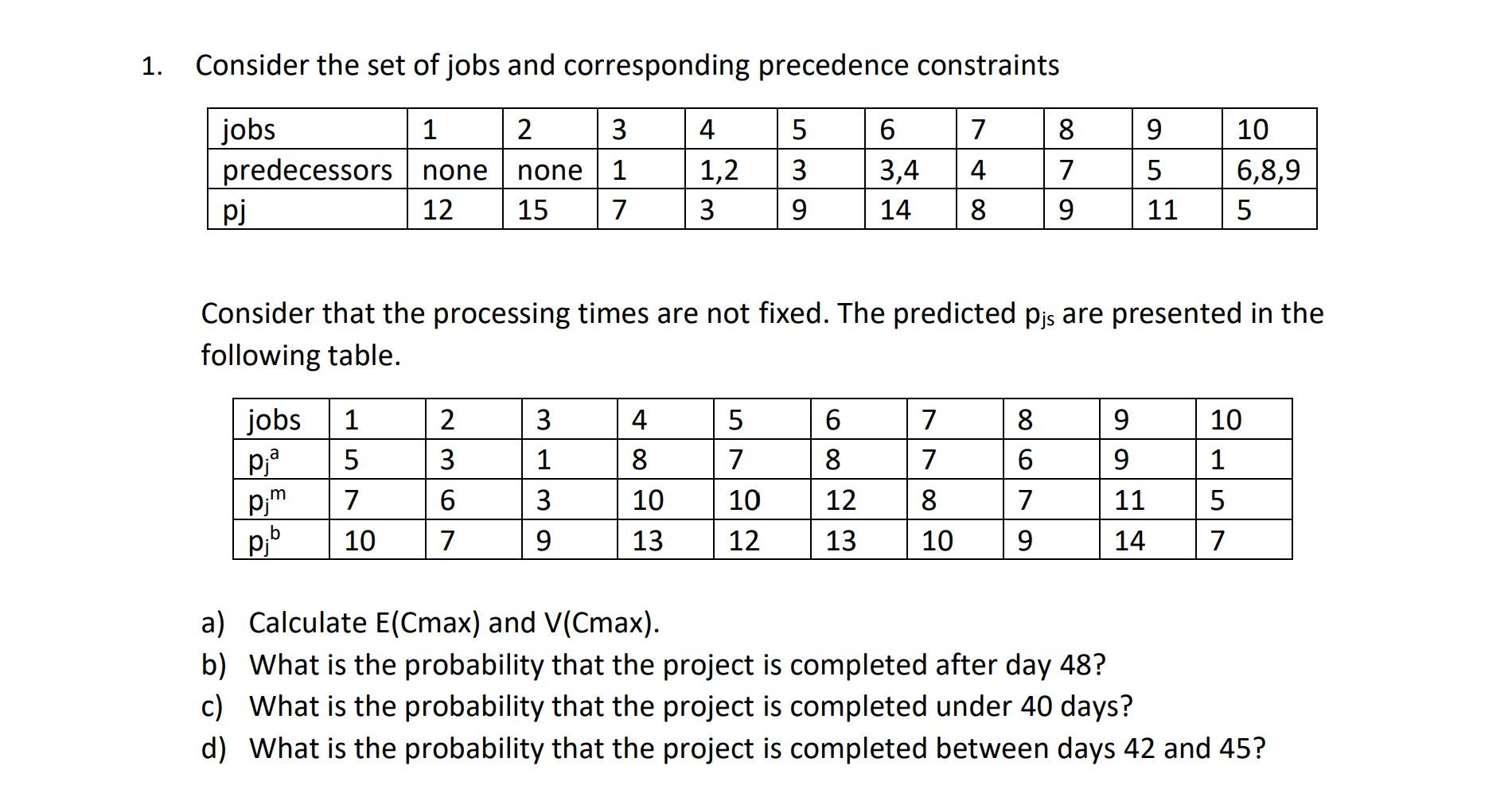 Solved 1. Consider the set of jobs and corresponding | Chegg.com