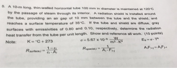 Solved 10-m long, thin-walled horizontal tube 100 mm in | Chegg.com
