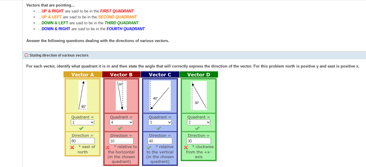 Solved O Vectors that are pointing... UP & RIGHT are said to | Chegg.com