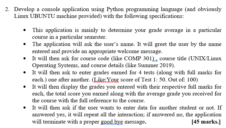 Solved 1 Develop A Console Application Using Python 5125