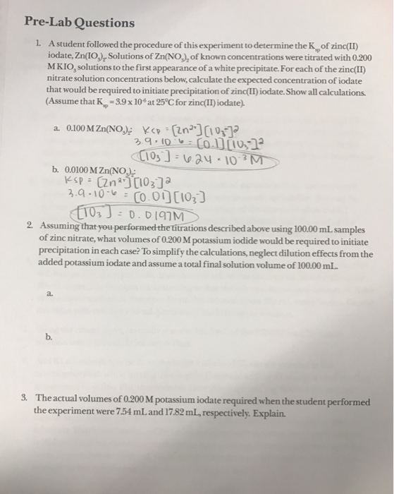 Solved A student followed the procedure of this experiment | Chegg.com