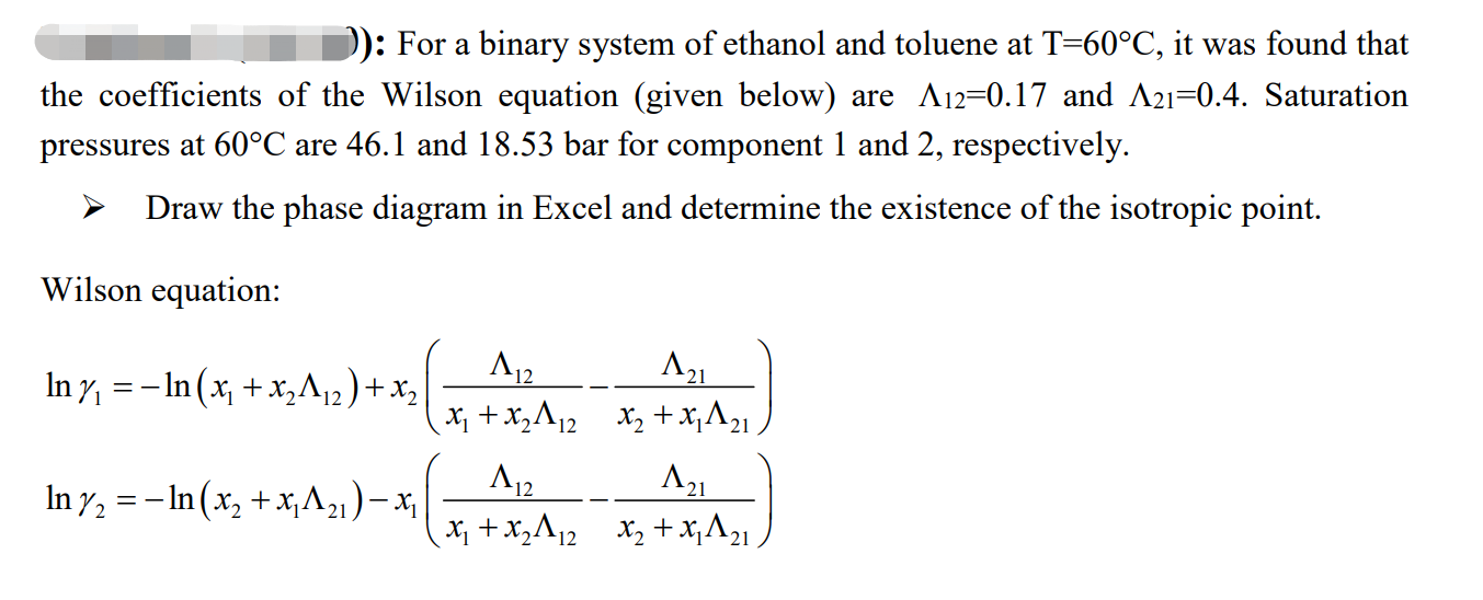 For a binary system of ethanol and toluene at | Chegg.com