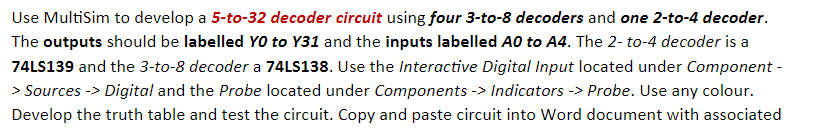 Solved Use MultiSim to develop a 5-to-32 decoder circuit | Chegg.com