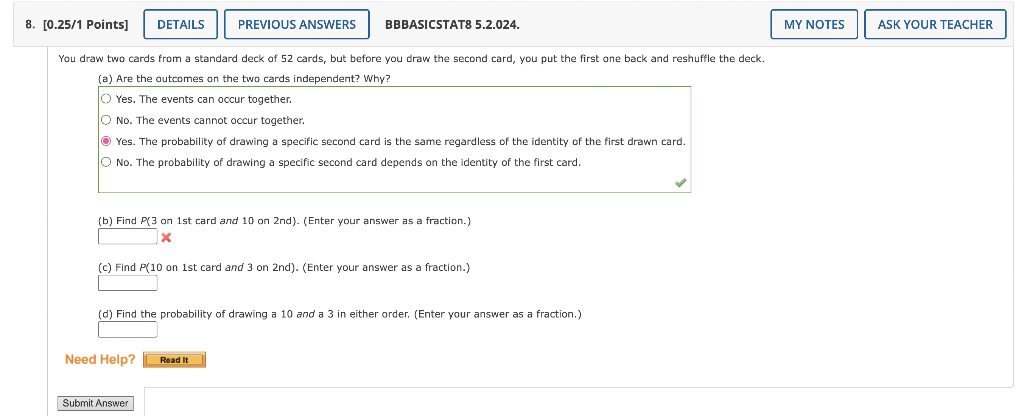 Solved 8. [0.25/1 Points] DETAILS PREVIOUS ANSWERS | Chegg.com