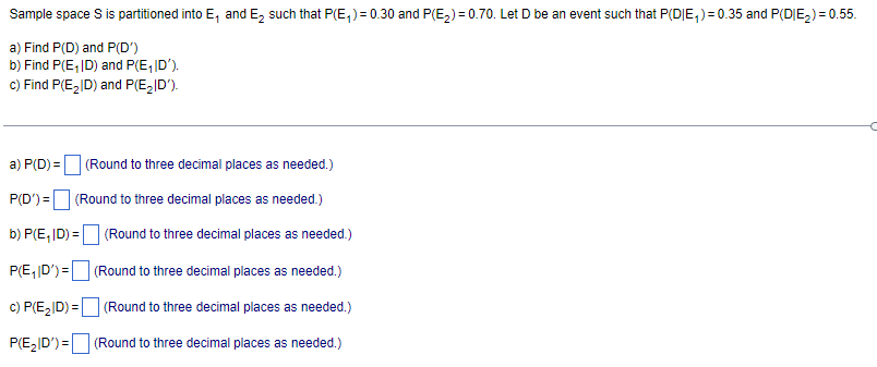 Solved Sample space S is partitioned into E1 and E2 such | Chegg.com