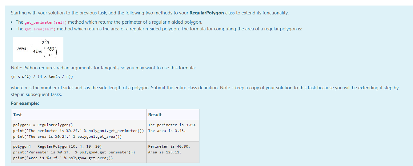 Solved Design a class named RegularPolygon to represent an | Chegg.com