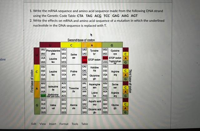1. Write the mRNA sequence and amino acid sequence | Chegg.com