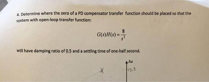 Solved 4. Determine where the zero of a PD compensator | Chegg.com