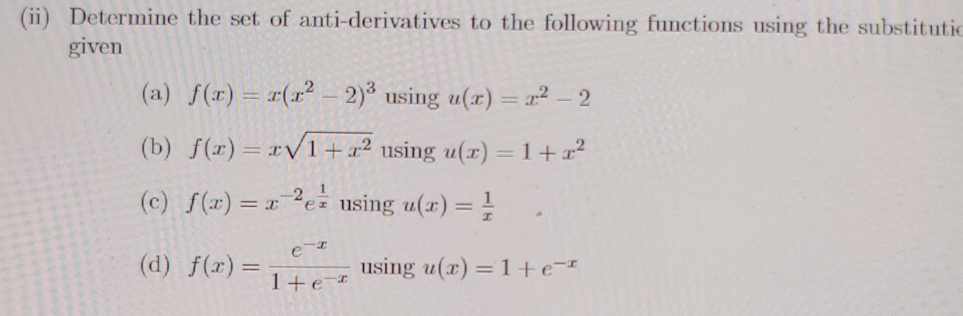 Solved (ii) Determine the set of anti-derivatives to the | Chegg.com