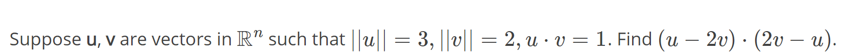 Solved Suppose U V Are Vectors In R™ Such That U 3