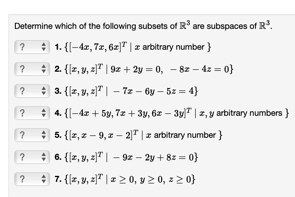 Solved Determine which of the following subsets of R3 are | Chegg.com