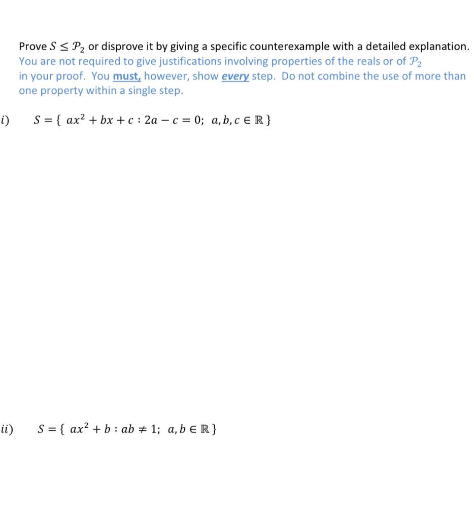 Solved Prove S SP2 or disprove it by giving a specific | Chegg.com