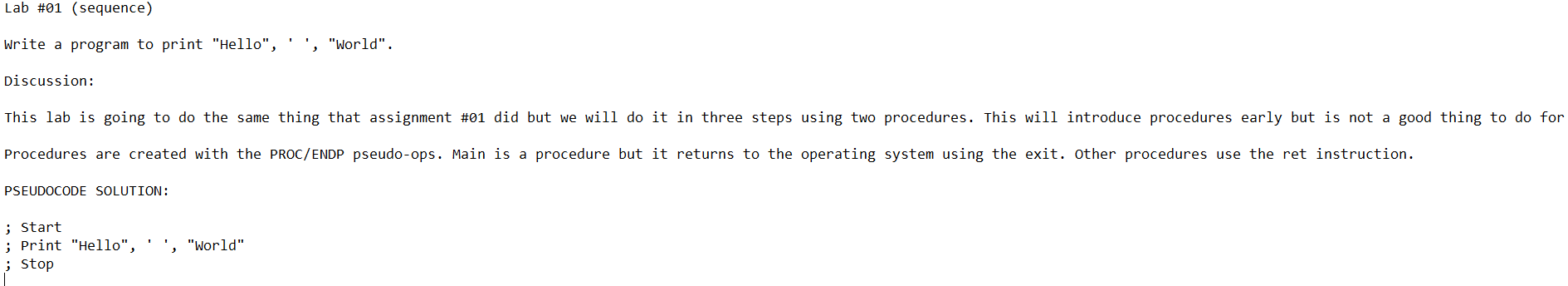 Solved Lab #01 (sequence) Write a program to print "Hello", | Chegg.com