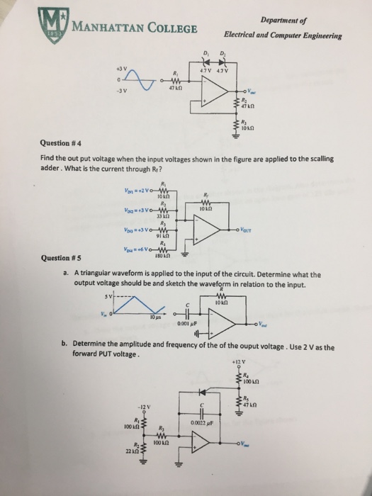 Solved Find the out put voltage when the input voltages | Chegg.com