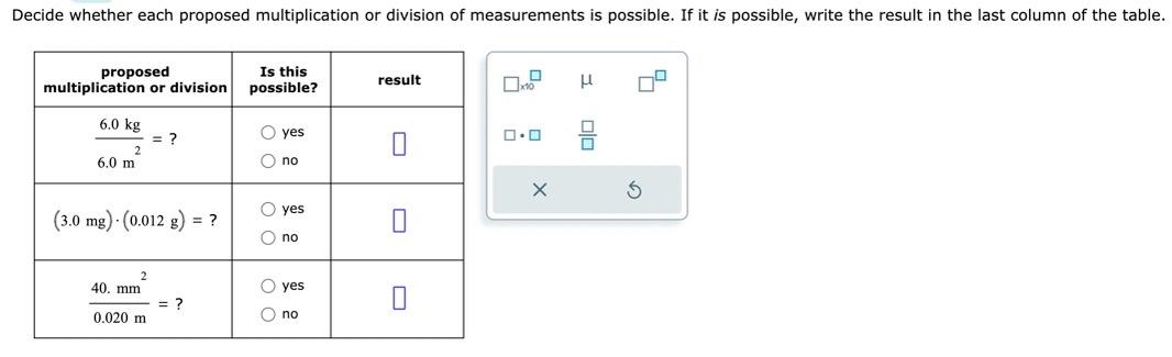 Solved Decide whether each proposed multiplication or | Chegg.com