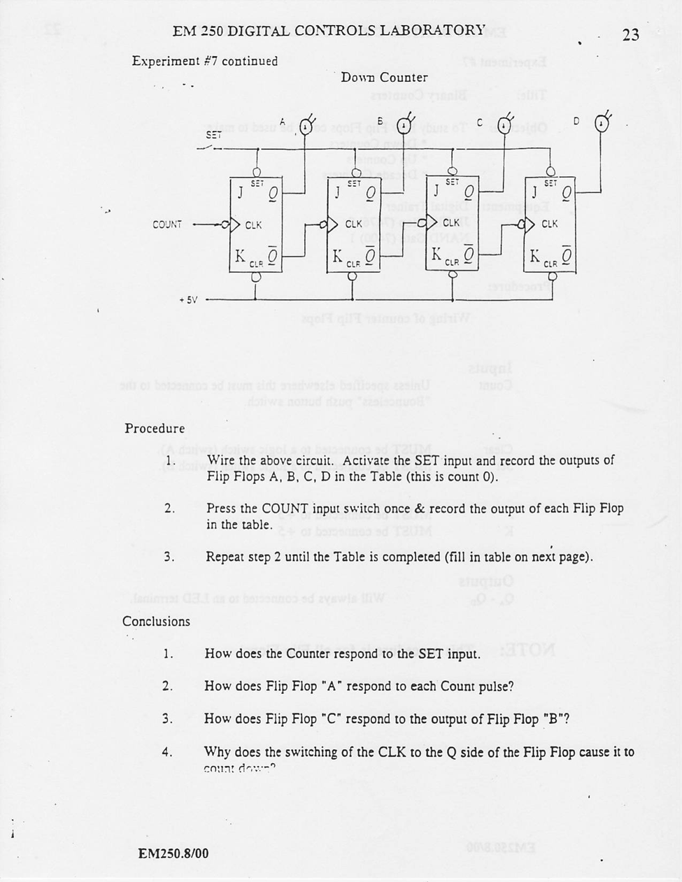 Wiring of counter Flip Flops Inputs Count Unless | Chegg.com