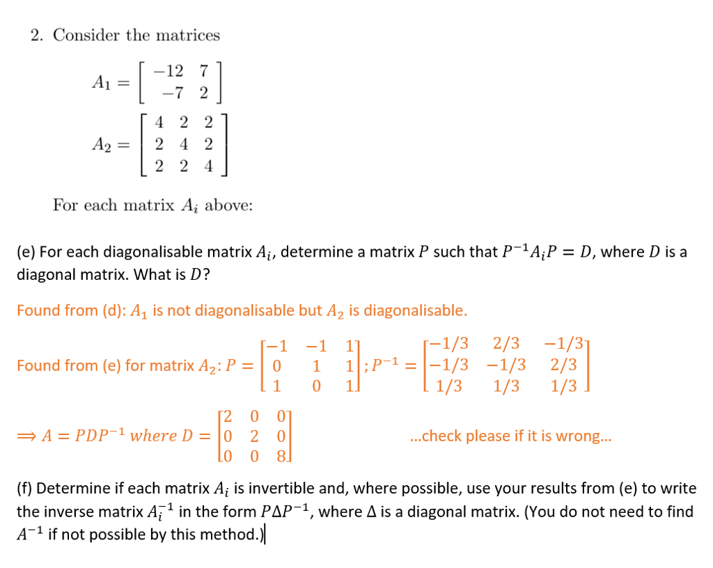 Solved 2. Consider the matrices 12 7 A22 4 2 For each matrix | Chegg.com