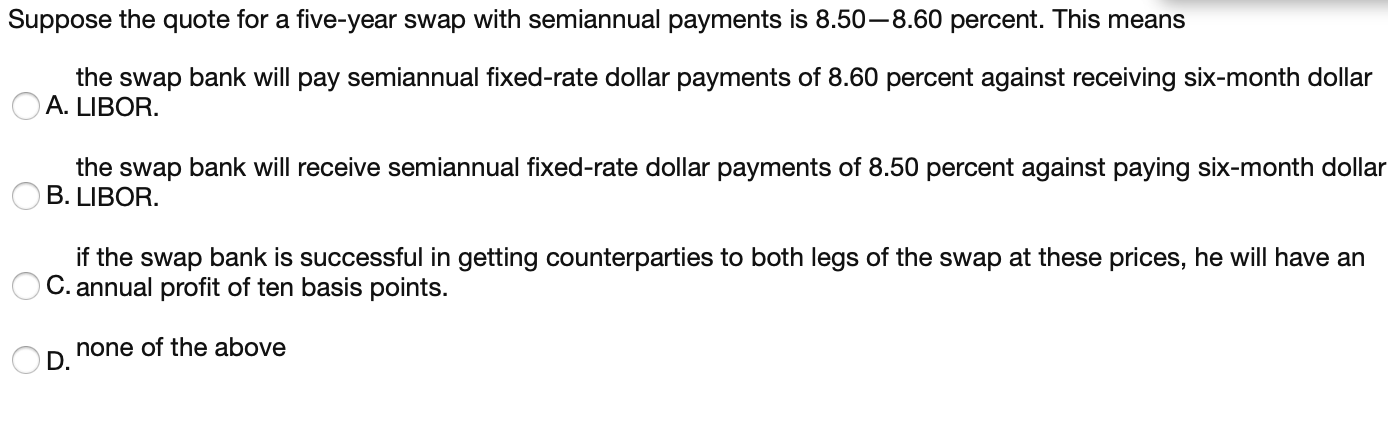 Solved Suppose the quote for a five-year swap with | Chegg.com