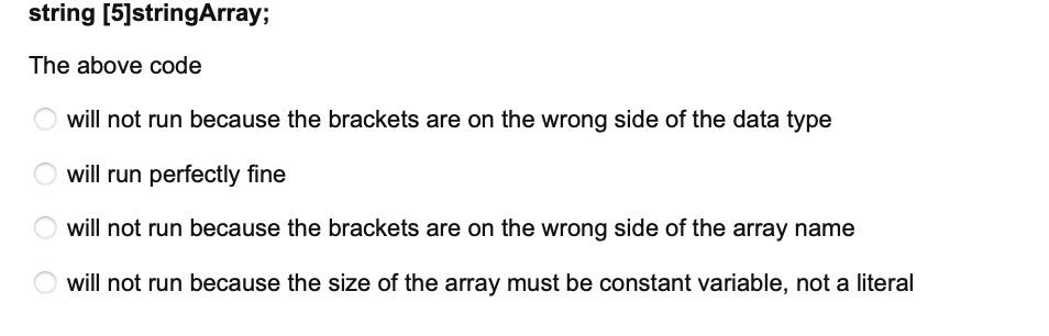 Solved String 5 Stringarray The Above Code Will Not Run 