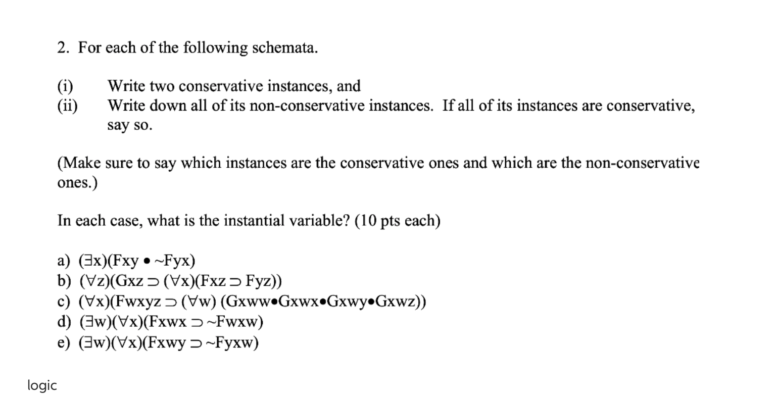 2. For each of the following schemata. (i) (ii) Write | Chegg.com