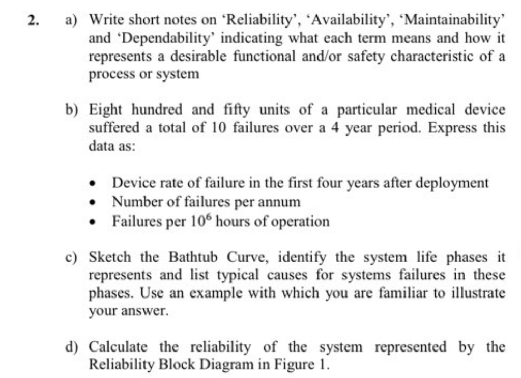 2 A Write Short Notes On Reliability Chegg