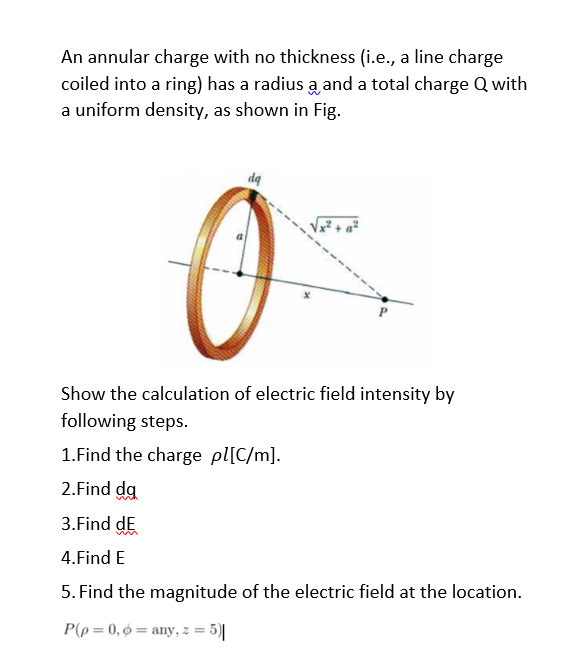 Solved An annular charge with no thickness (i.e., a line | Chegg.com