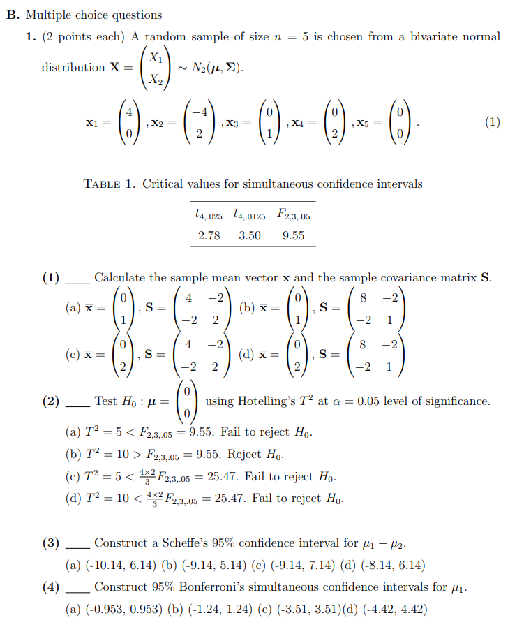 Solved B. ﻿Multiple choice questions(2 ﻿points each) ﻿A | Chegg.com