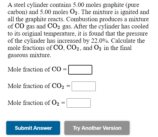 Solved A steel cylinder contains 5.00 moles graphite (pure | Chegg.com