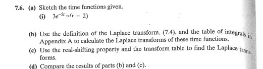 Solved 7.6. (a) Sketch the time functions given. (i) 3e Soft | Chegg.com