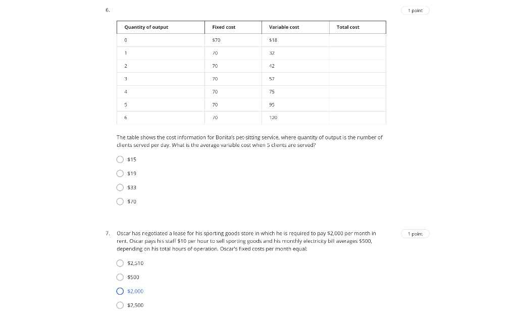 Solved 1 An input whose quantity is fixed for a period of | Chegg.com