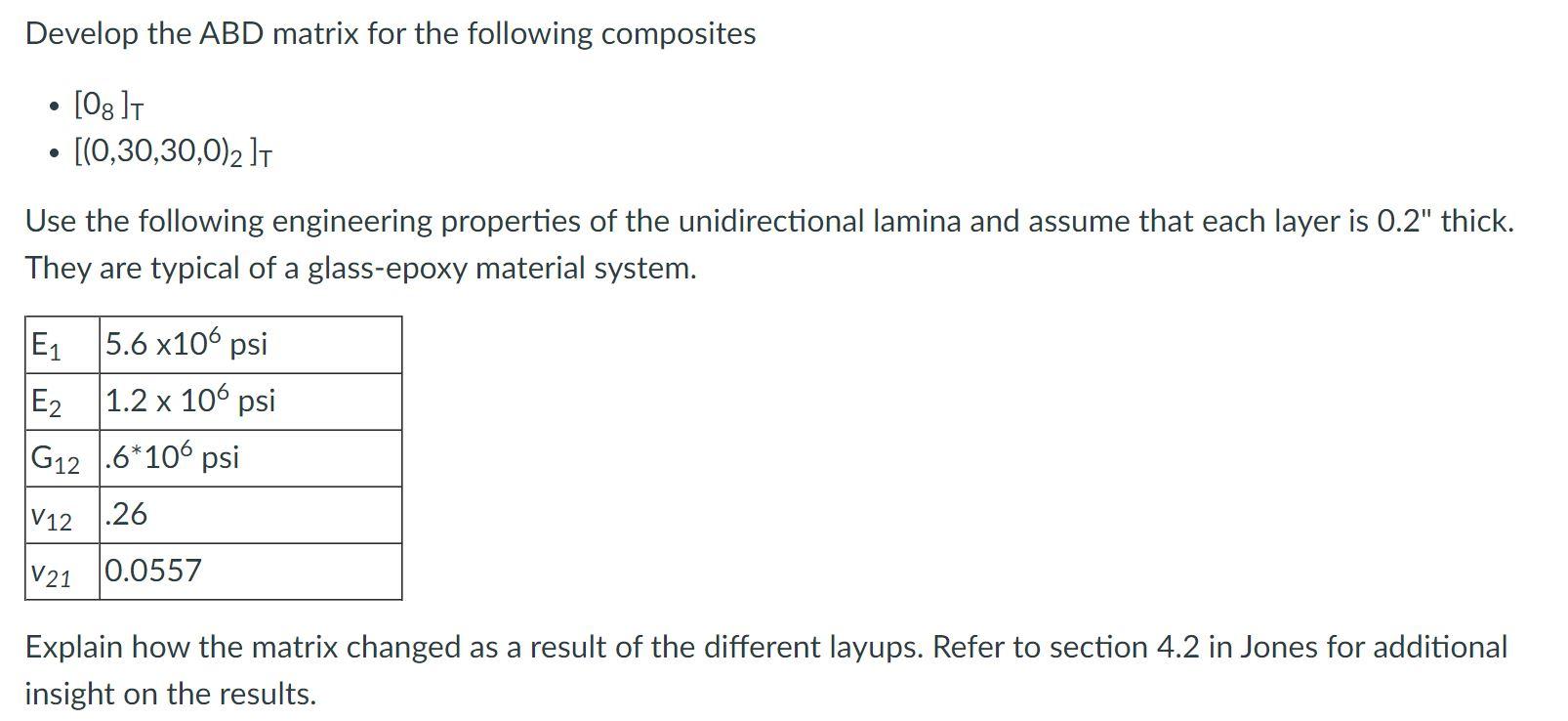 Solved Q1) Develop an ABD matrix for the above matrix and | Chegg.com