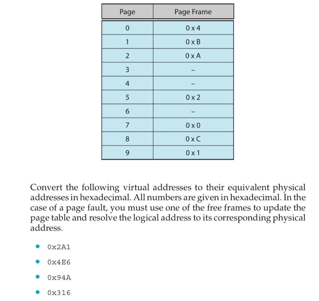 Solved 10.18 The following is a page table for a system with | Chegg.com