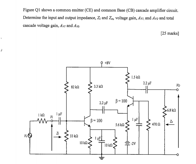 Solved Figure Q1 shows a common emitter (CE) and common Base | Chegg.com