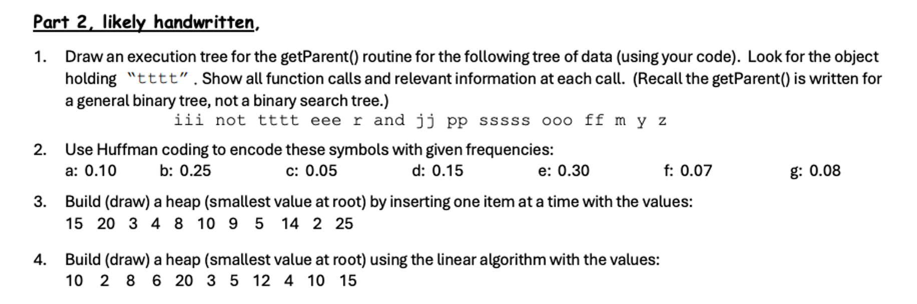 Solved Part 2, ﻿likely handwritten,1. ﻿Draw an execution | Chegg.com