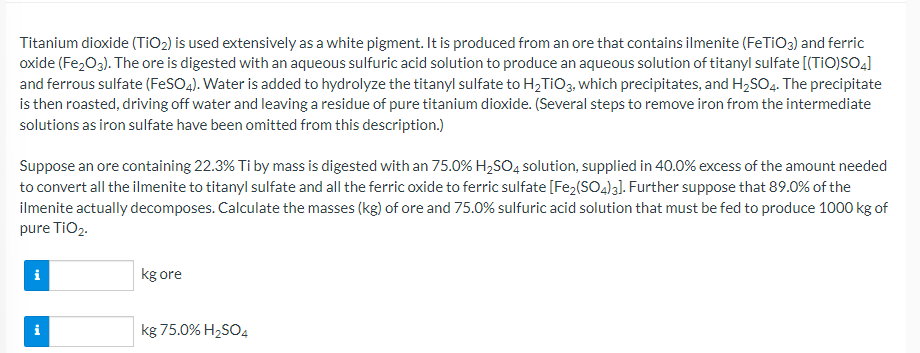Solved Titanium dioxide (TiO2) is used extensively as a | Chegg.com