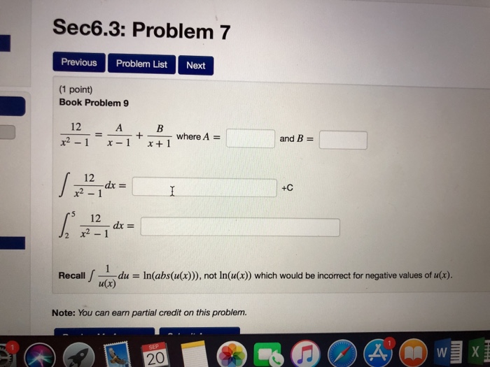 Solved Sec6.3: Problem 7 Previous Problem List Next (1 point | Chegg.com
