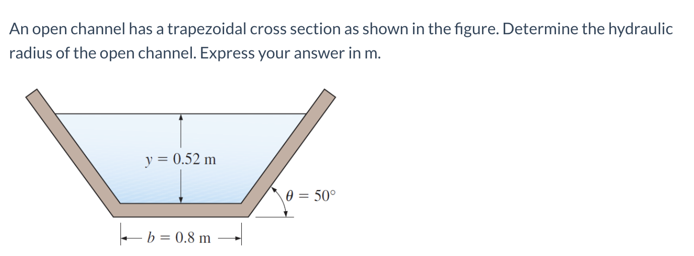 Solved An open channel has a trapezoidal cross section as | Chegg.com