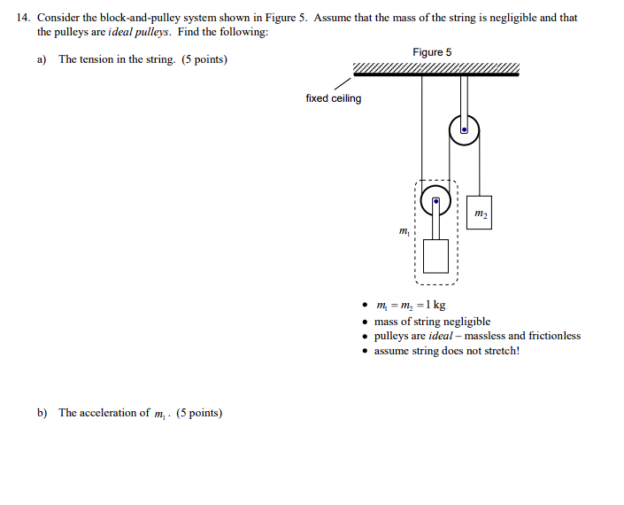 Solved 14. Consider the block-and-pulley system shown in | Chegg.com