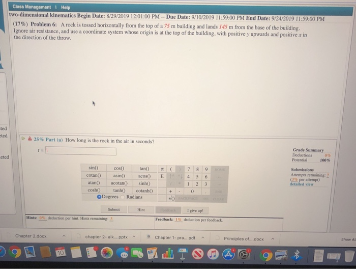 Solved Class Management | Help two-dimensional kinematics | Chegg.com